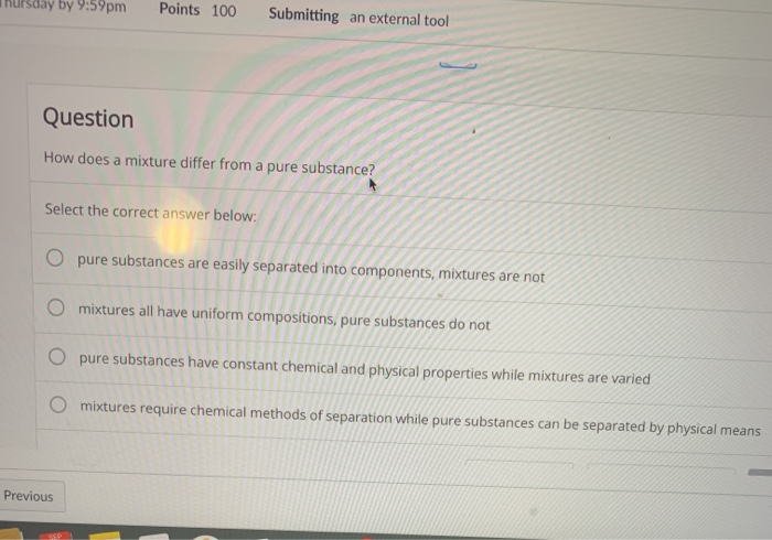 Solved lay by 9:59pm Points 100 Submitting an external tool | Chegg.com