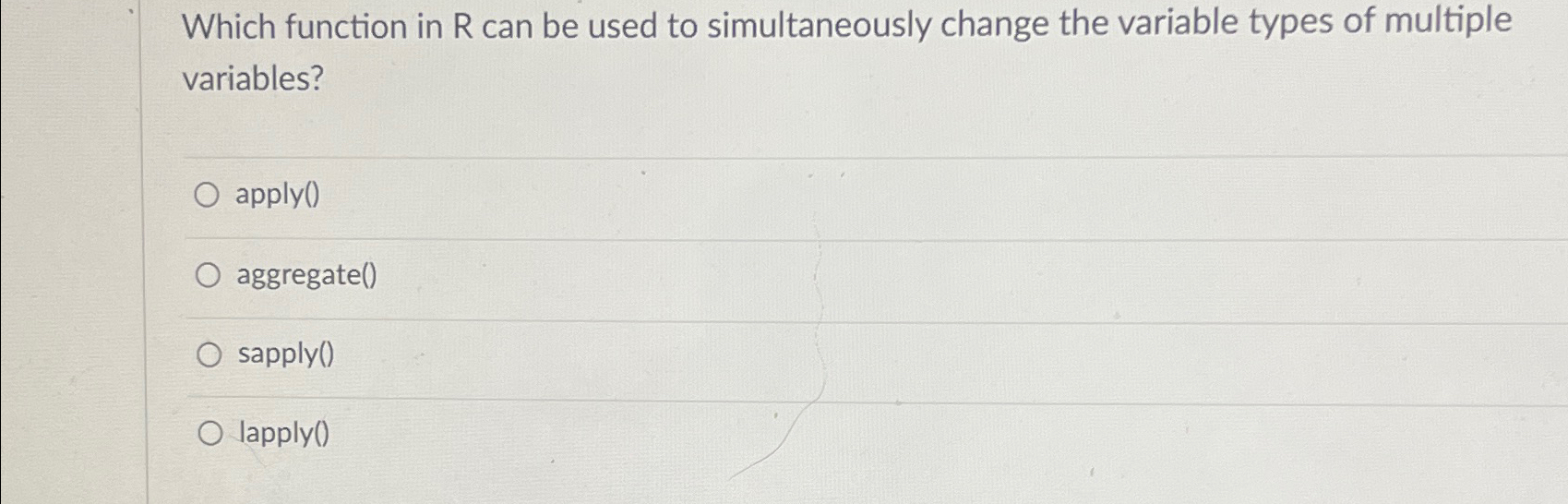 Solved Which function in R ﻿can be used to simultaneously | Chegg.com