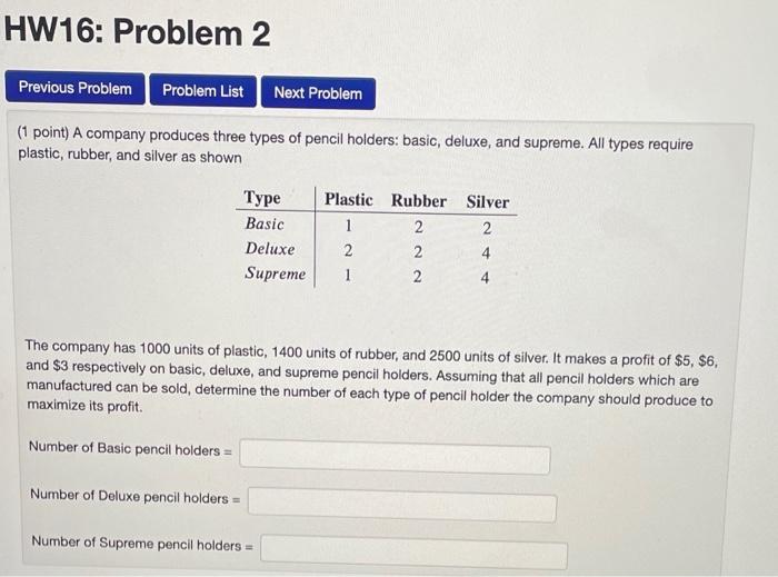 Solved HW16: Problem 2 Previous Problem Problem List Next | Chegg.com Solved HW16: Problem 2 Previous Problem Problem List Next | Chegg.com