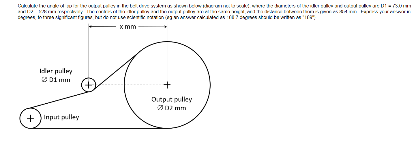 Solved Calculate the angle of lap for the output pulley in | Chegg.com