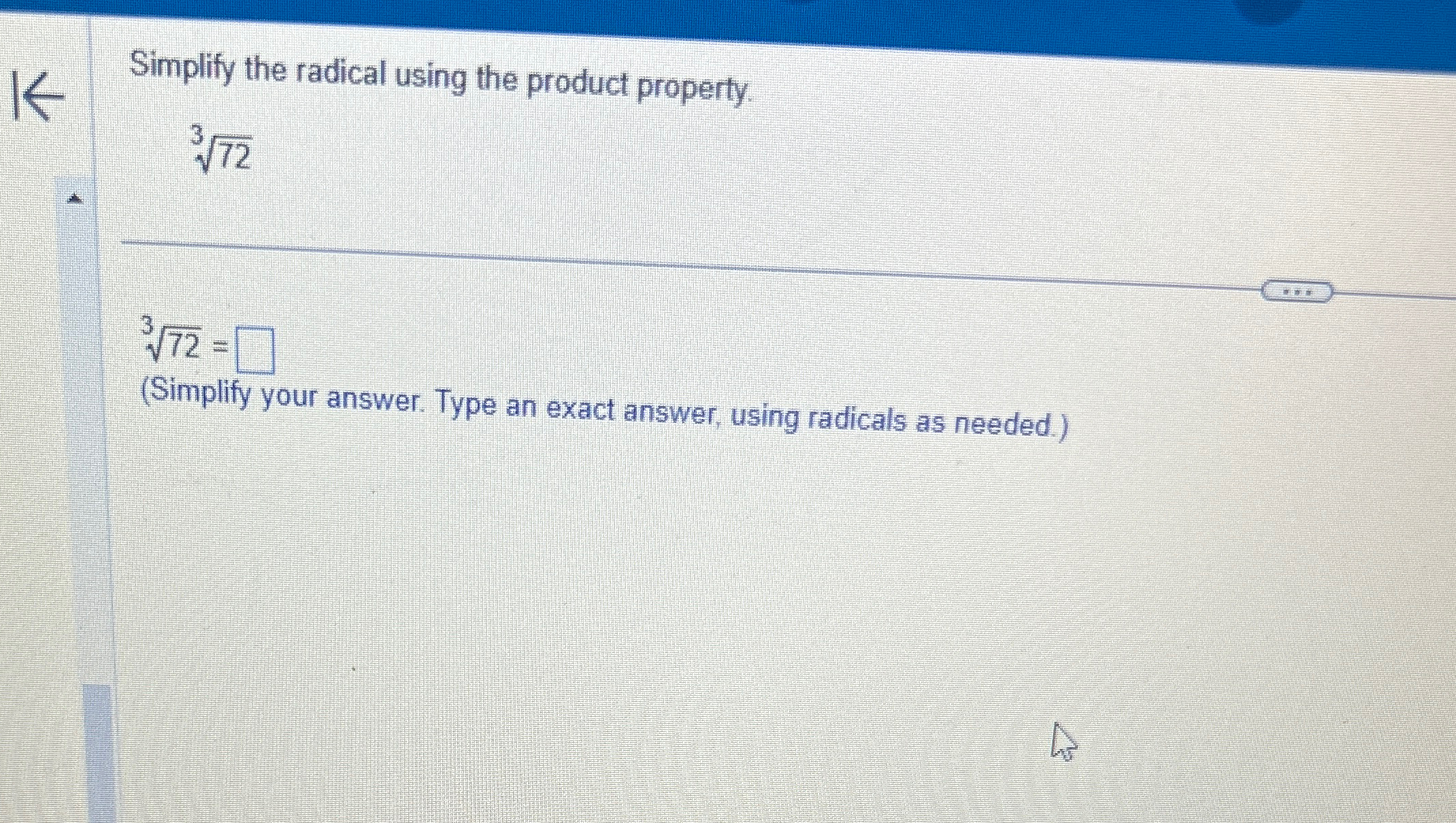 Solved Simplify the radical using the product | Chegg.com