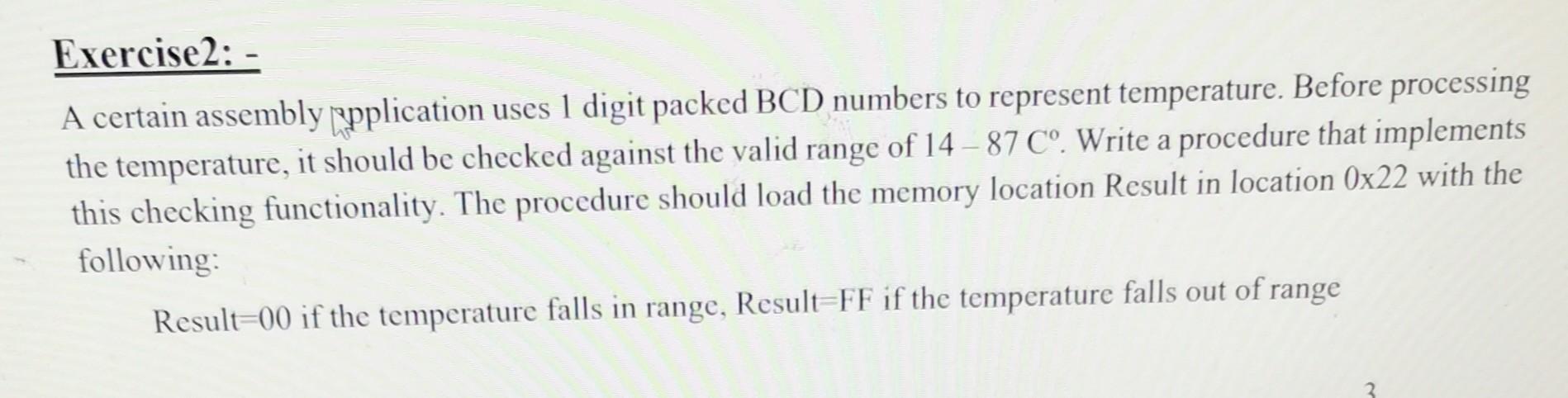 Solved Exercise2:- A certain assembly 《pplication uses 1 | Chegg.com Solved Exercise2:- A certain assembly 《pplication uses 1 | Chegg.com