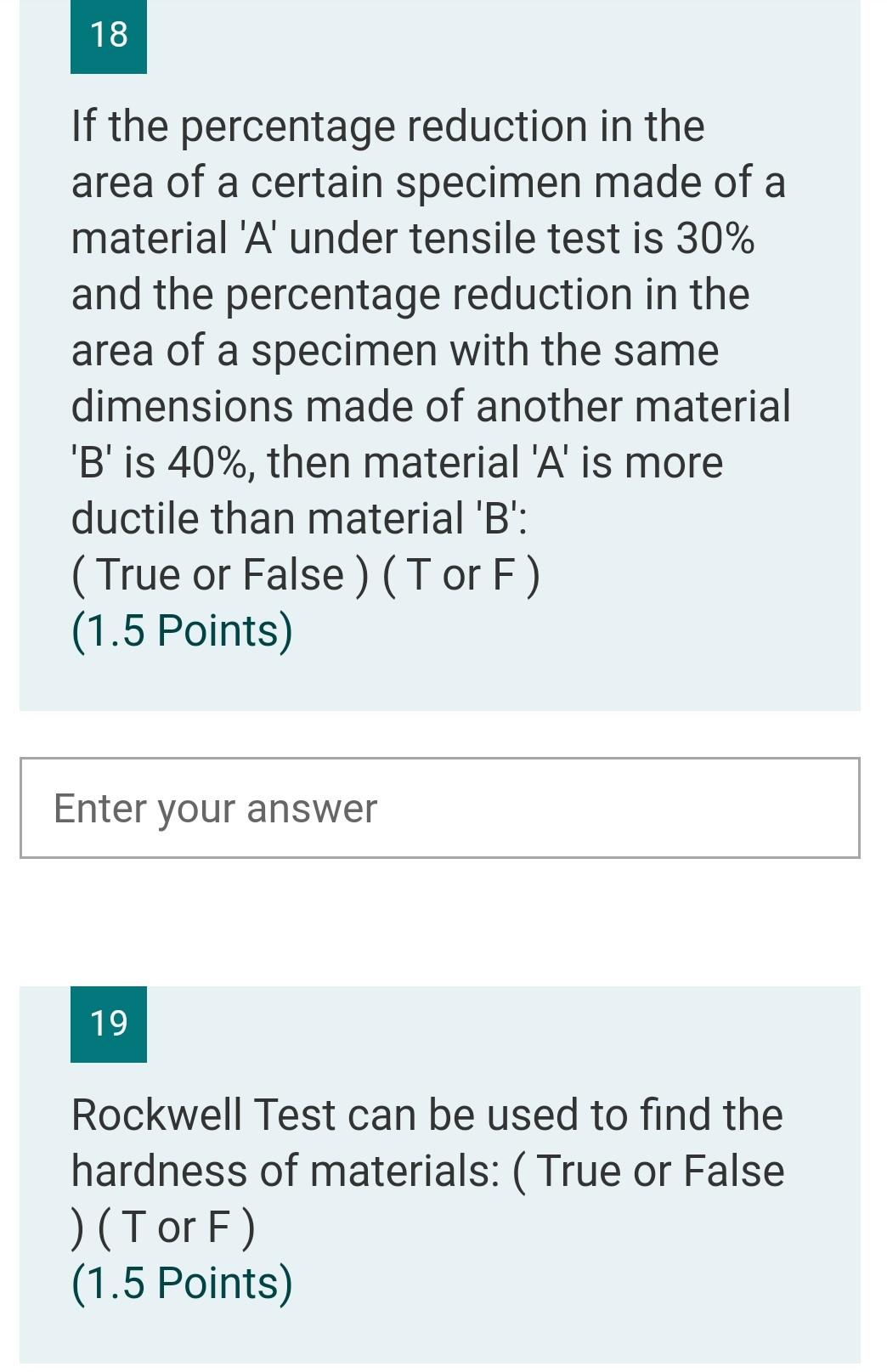 Solved 18 If the percentage reduction in the area of a | Chegg.com