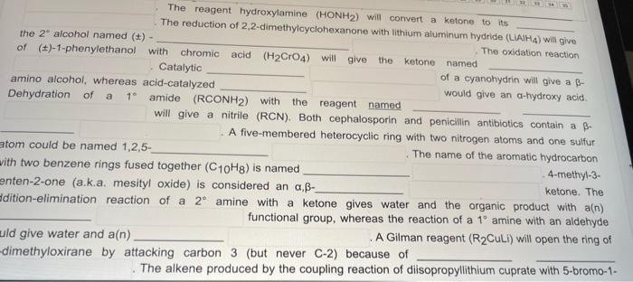 Solved The reagent hydroxylamine (HONH2) will convert a | Chegg.com