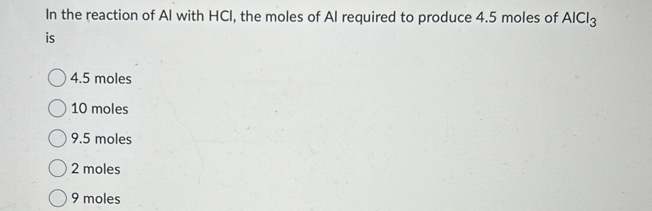 Solved In the reaction of Al with HCl , ﻿the moles of Al | Chegg.com