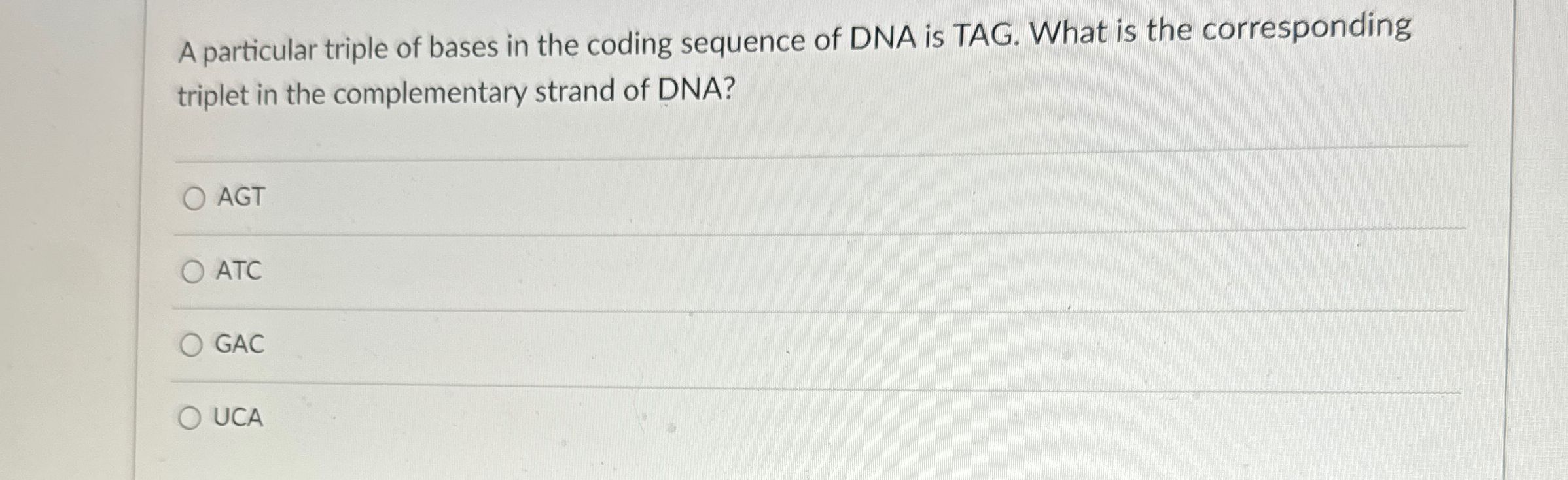 Solved A particular triple of bases in the coding sequence | Chegg.com