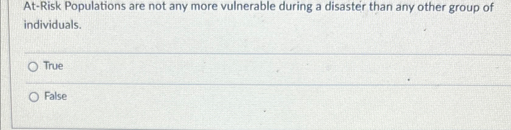 Solved At-Risk Populations are not any more vulnerable | Chegg.com