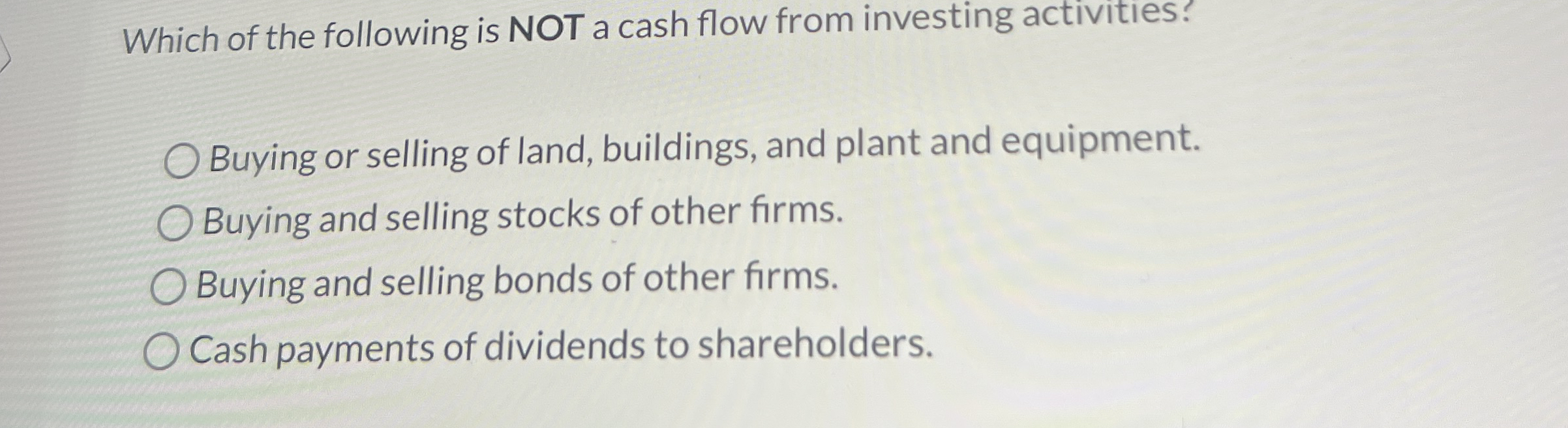 Solved Which of the following is NOT a cash flow from | Chegg.com