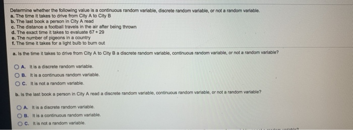 Solved Determine Whether The Following Value Is A Continuous