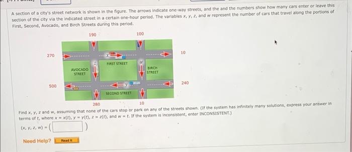 Solved A section of a city's street network is shown in the | Chegg.com
