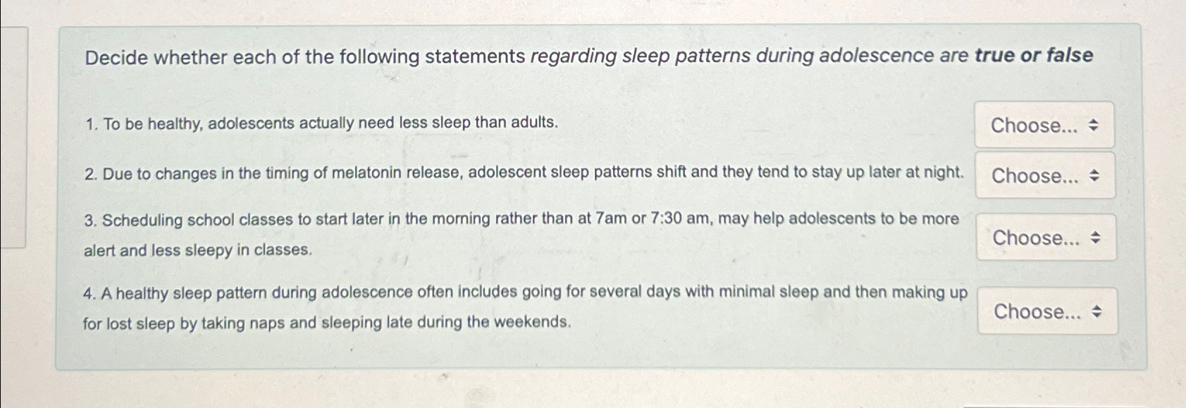 Solved Decide whether each of the following statements | Chegg.com