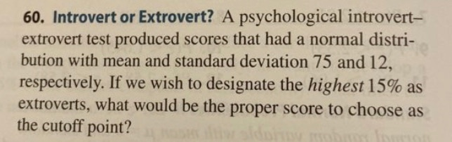 Solved 60. Introvert or Extrovert? A psychological | Chegg.com
