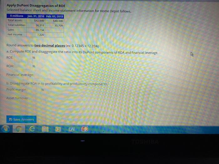 Solved Apply DuPont Disaggregation of ROE Selected balance | Chegg.com