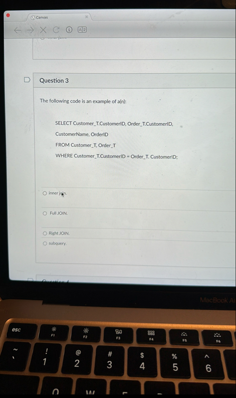 Solved CanvasQuestion 3The following code is an example of | Chegg.com