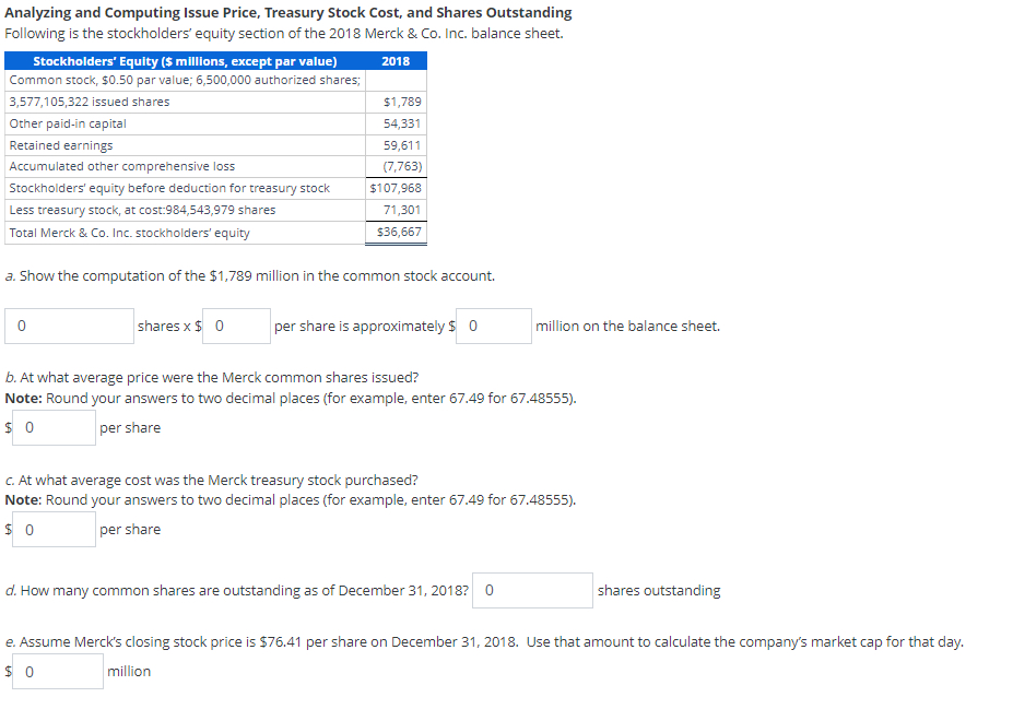 Solved Analyzing and Computing Issue Price, Treasury Stock | Chegg.com