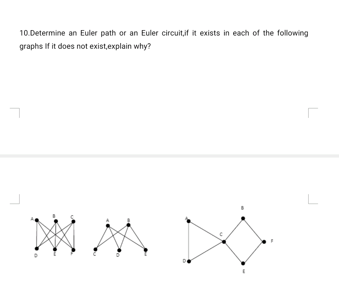 Solved 10.Determine an Euler path or an Euler circuit, if it | Chegg.com