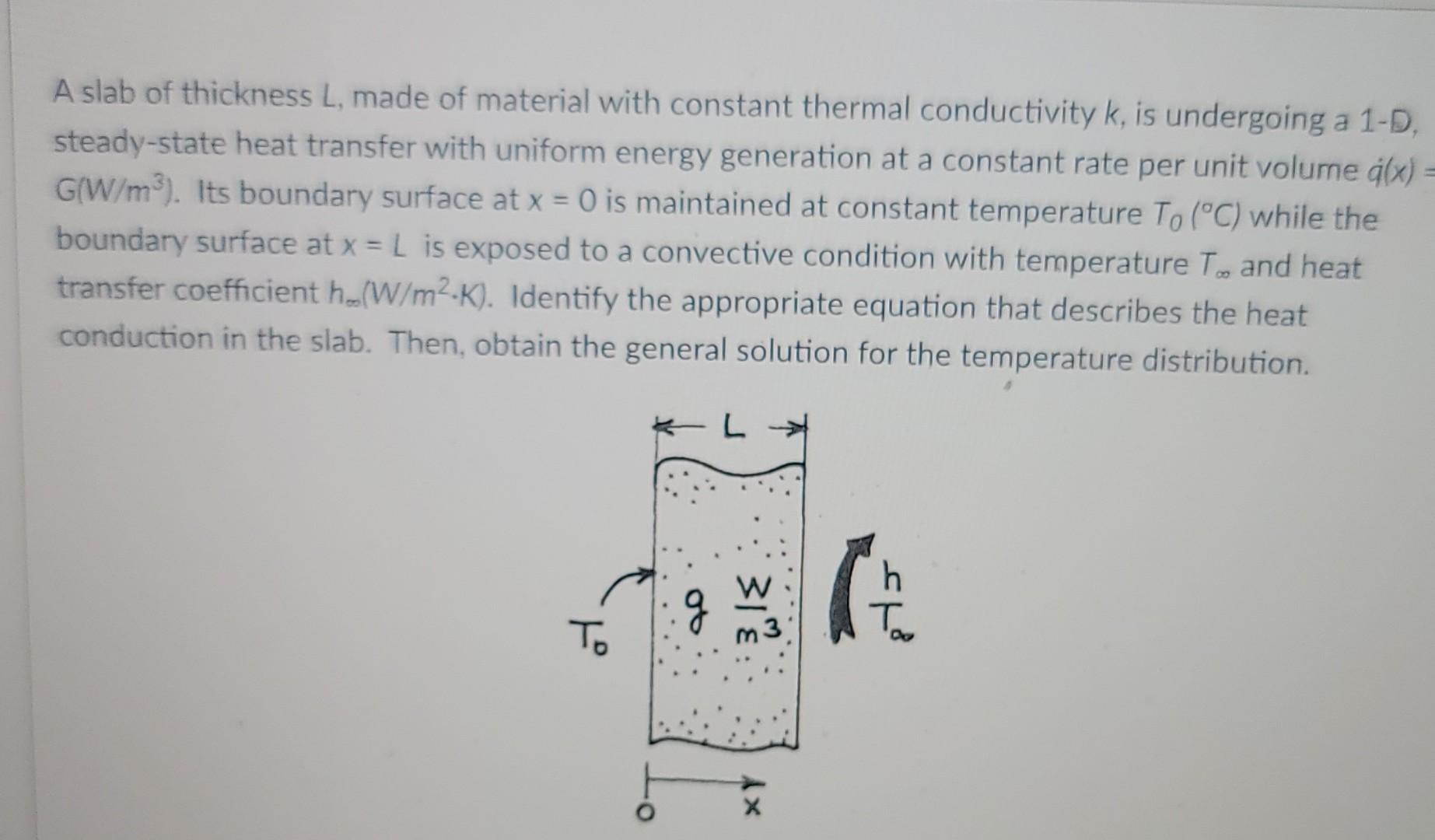 Solved A slab of thickness L, made of material with constant | Chegg.com