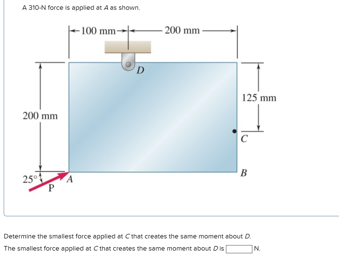 Solved A \( 310-\mathrm{N} \) ﻿force is applied at \( ﻿A \) | Chegg.com