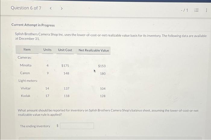 Solved Question 6 of 7 Current Attempt in Progress Splish | Chegg.com