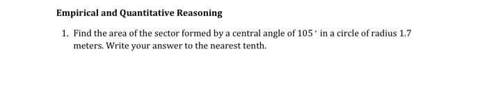 Empirical And Quantitative Reasoning 1 Find The Area Chegg