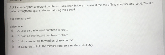 Solved A U.S. company has a forward purchase contract for | Chegg.com
