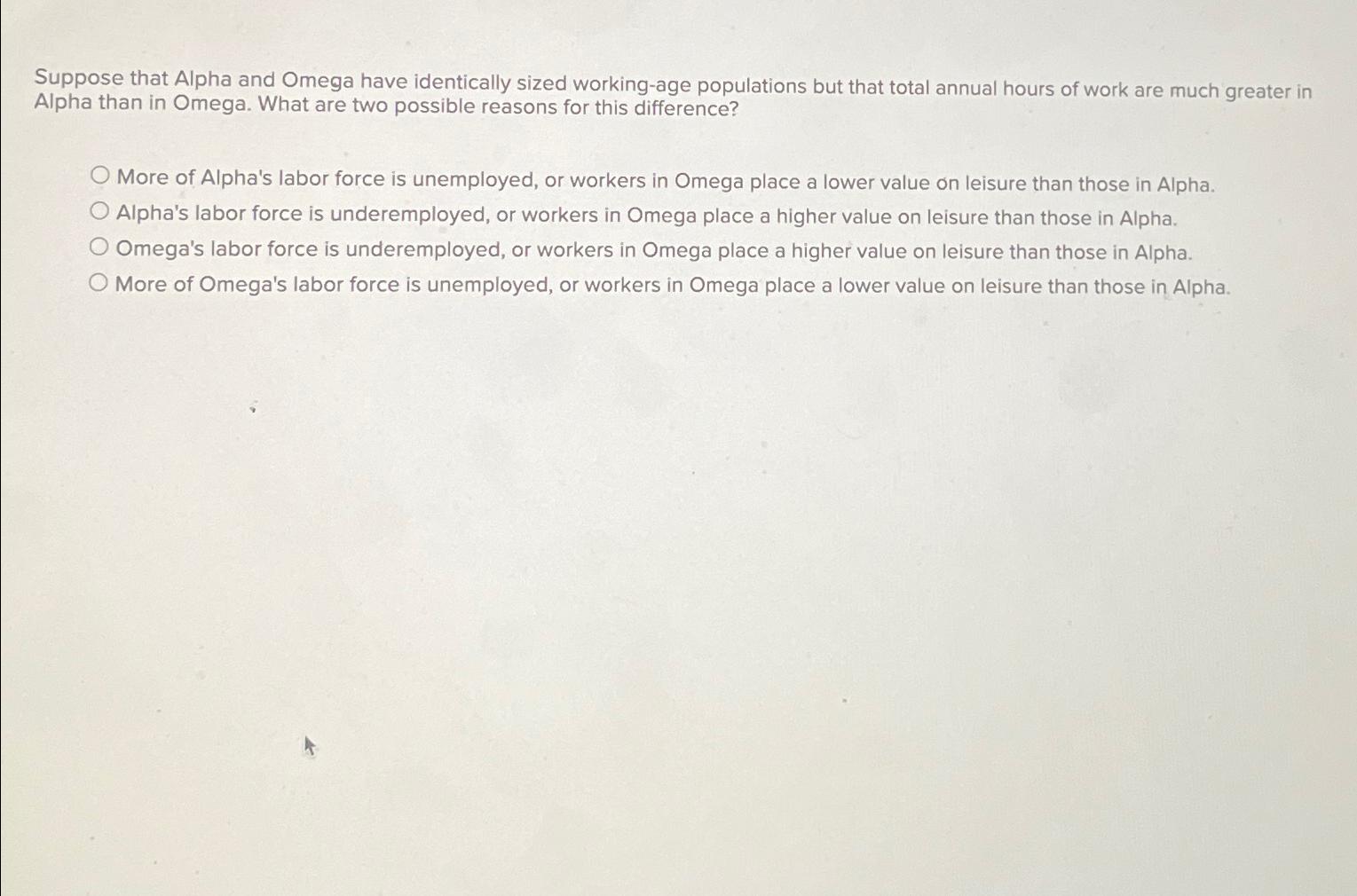 Solved Suppose that Alpha and Omega have identically sized | Chegg.com