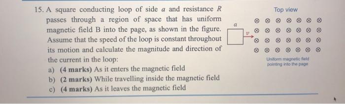 Solved Top view a 15. A square conducting loop of side a and | Chegg.com