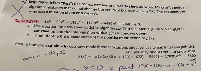 Solved - Requirements for a "Pass": Use correct notation and | Chegg.com