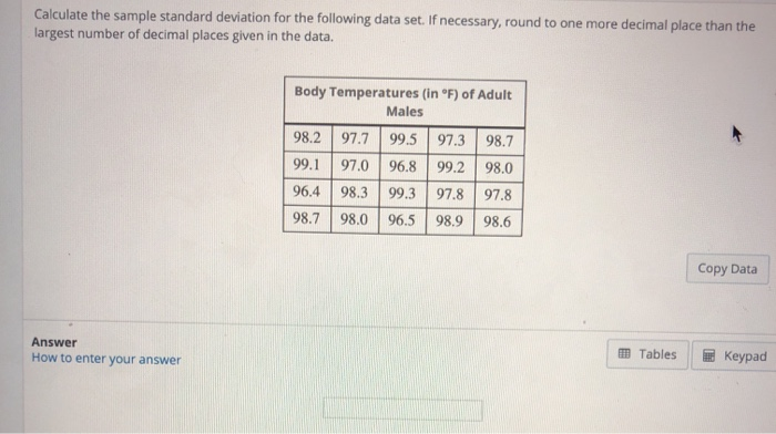 Solved Calculate the sample standard deviation for the | Chegg.com