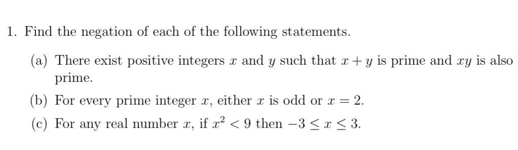 Solved Find the negation of each of the following | Chegg.com