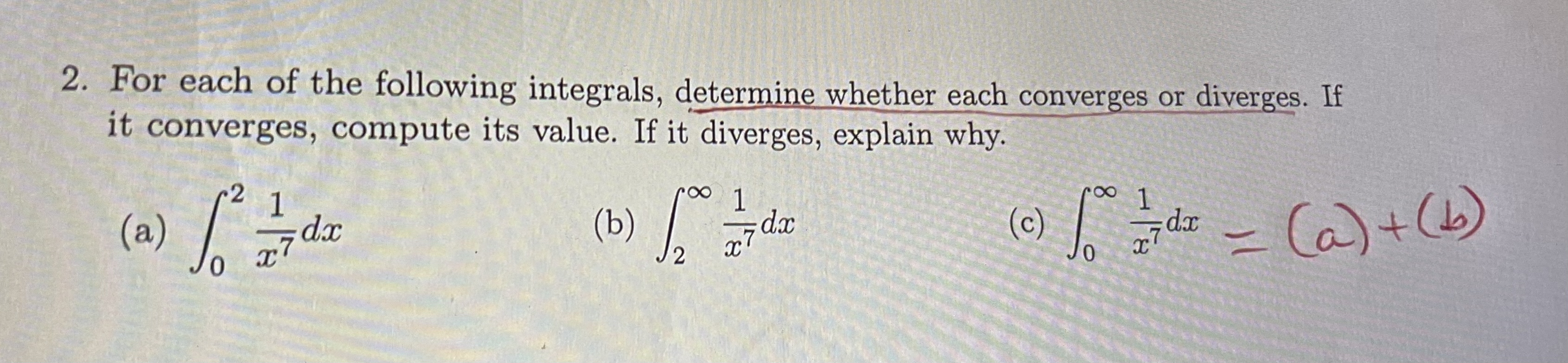 Solved For each of the following integrals, determine | Chegg.com
