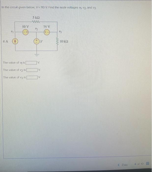 Solved In the circut given below, V=110 v, find the node | Chegg.com