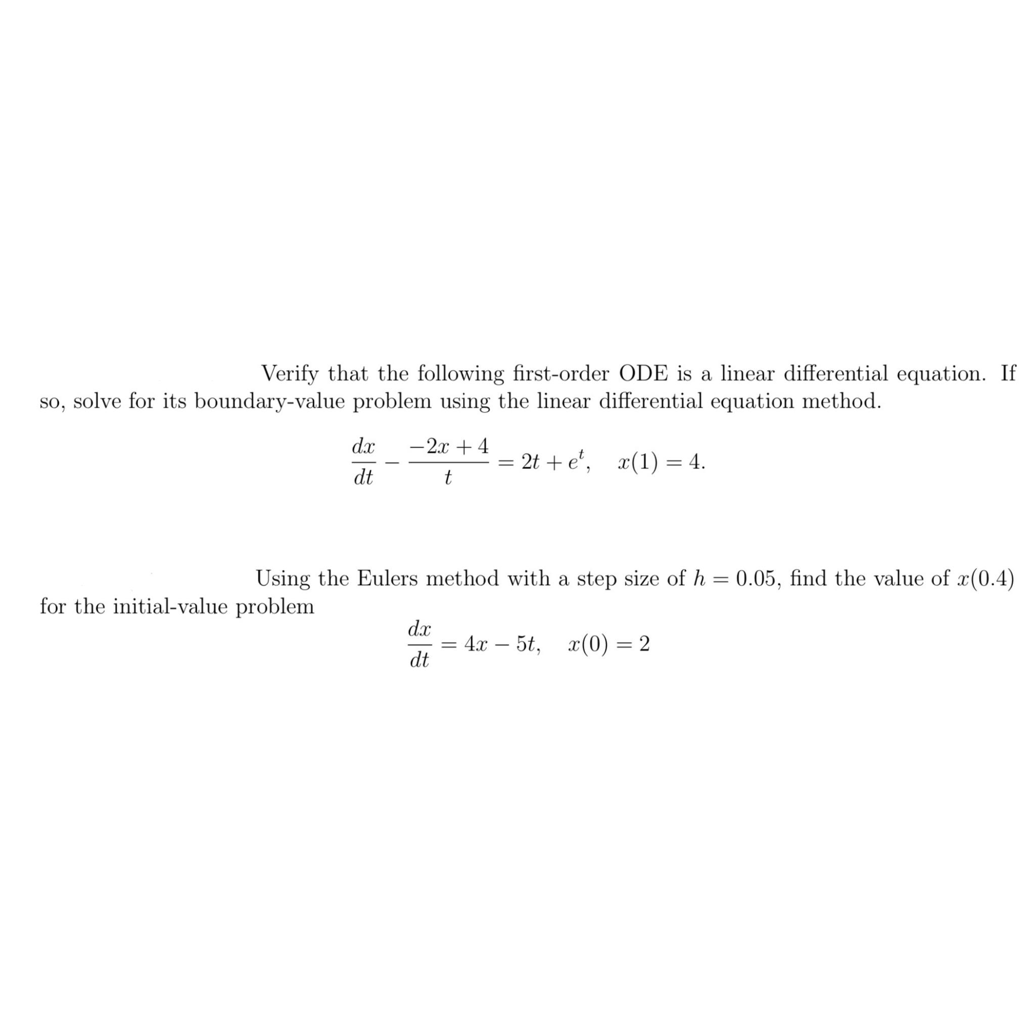 Verify That The Following First Order Ode Is A Linear
