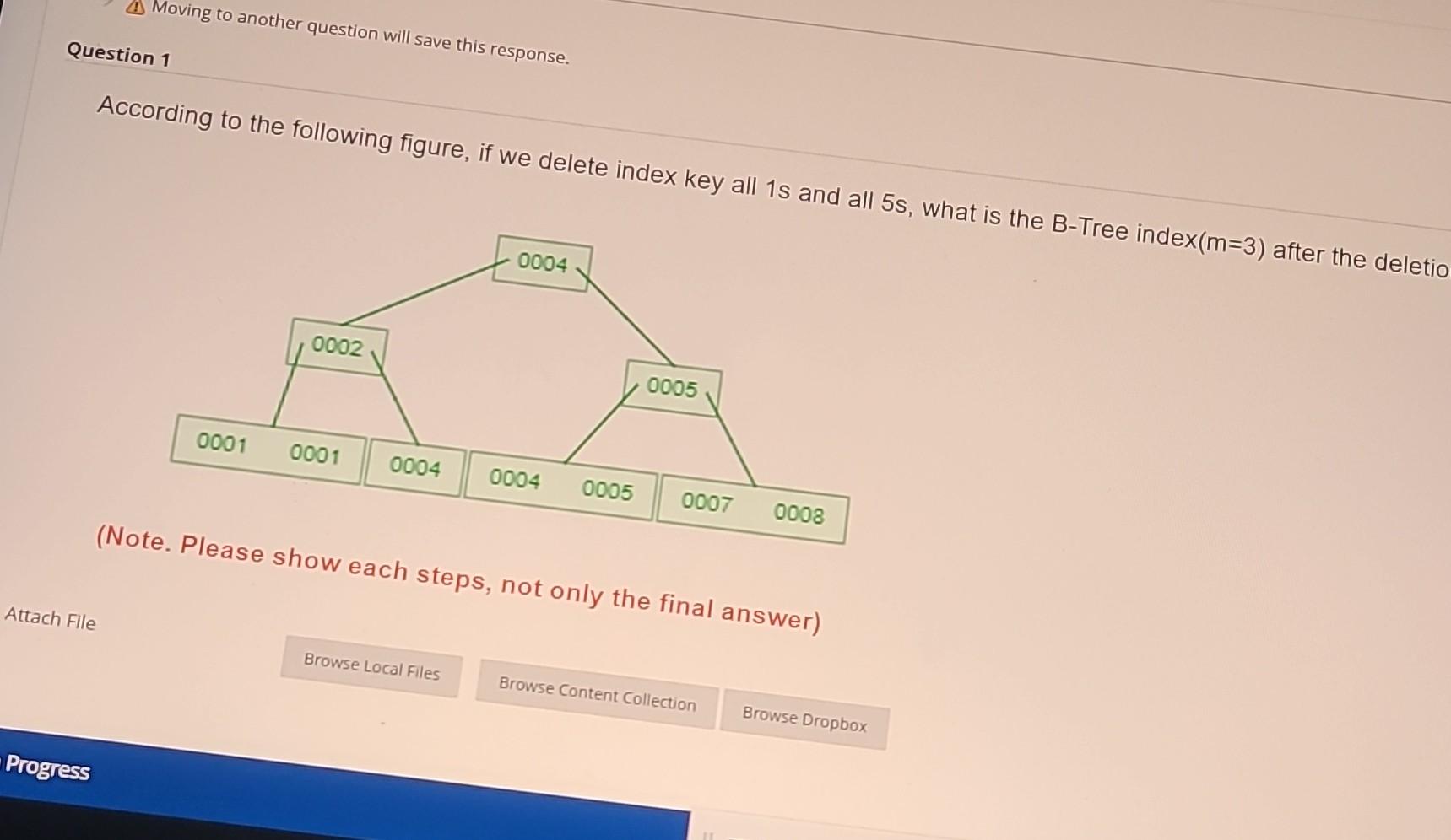 Solved According to the following figure, if we delete index | Chegg.com