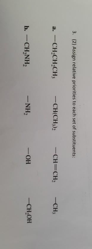 Solved 3. (2) Assign relative priorities to each set of | Chegg.com