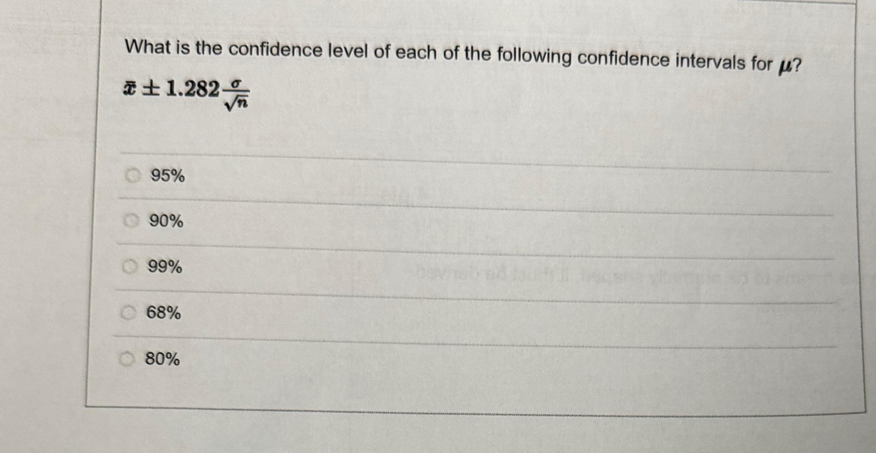Solved What is the confidence level of each of the following | Chegg.com