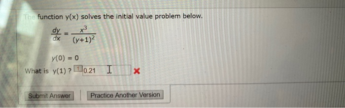 Solved The Function Yx Solves The Initial Value Problem 4138