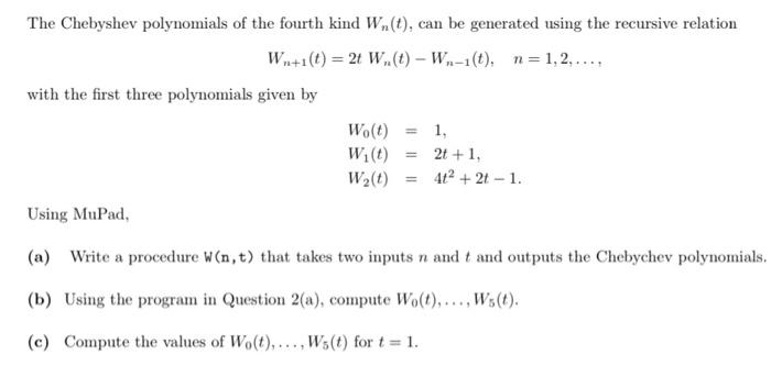Solved Using Mupad 