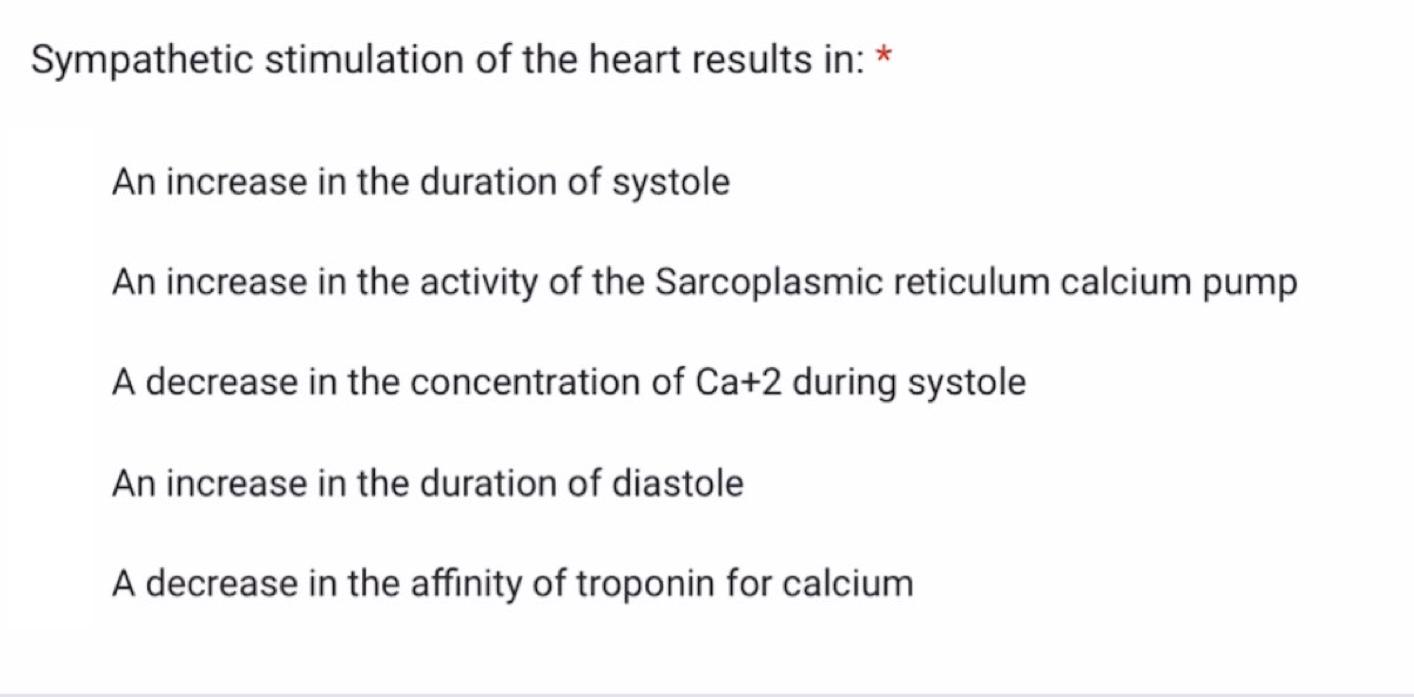 Solved Sympathetic stimulation of the heart results in: *An | Chegg.com