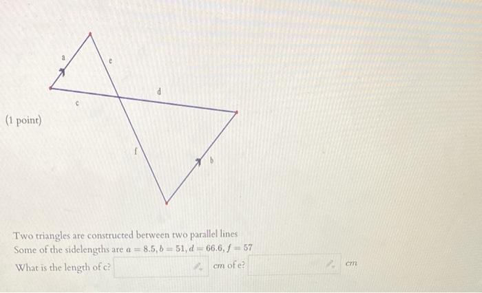 Solved Two triangles are constructed between two parallel | Chegg.com