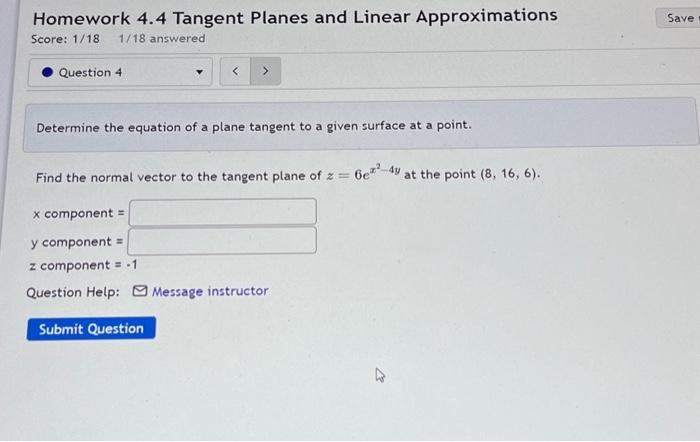Solved Homework 4.4 Tangent Planes and Linear Approximations | Chegg.com
