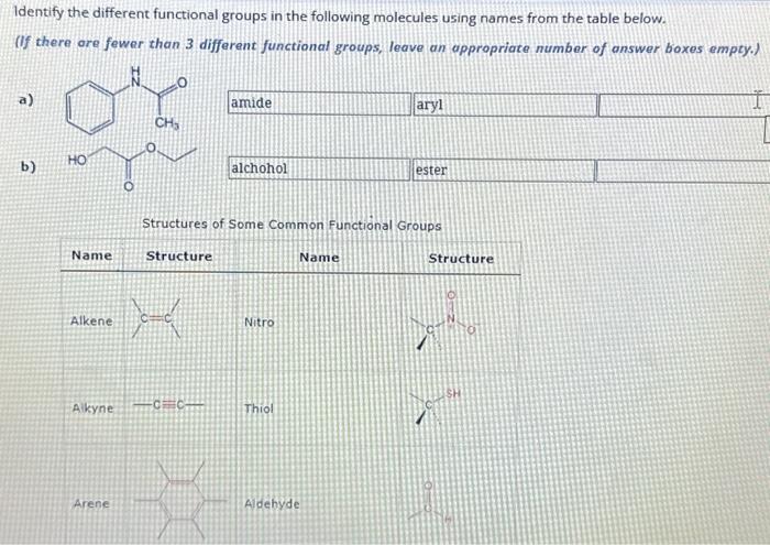 Solved Identify the different functional groups in the | Chegg.com