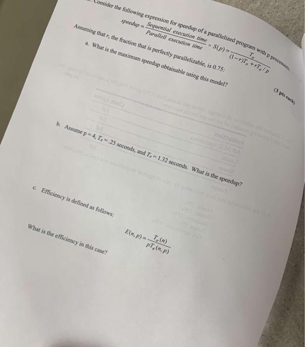 Solved Consider the following expression for speedup of a | Chegg.com
