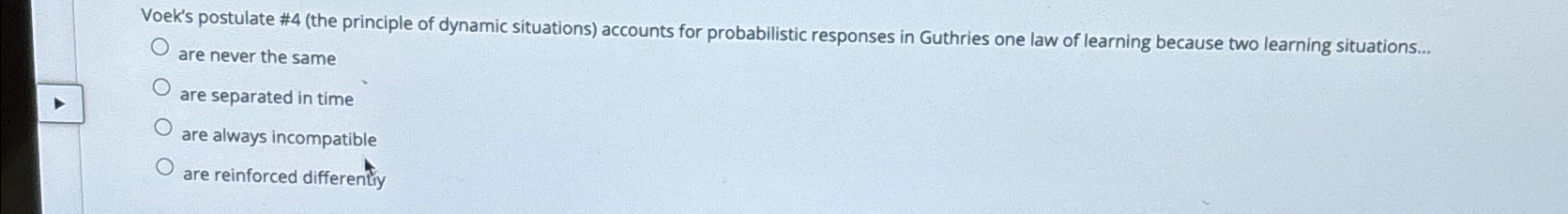 Solved Voek's postulate #4 (the principle of dynamic | Chegg.com