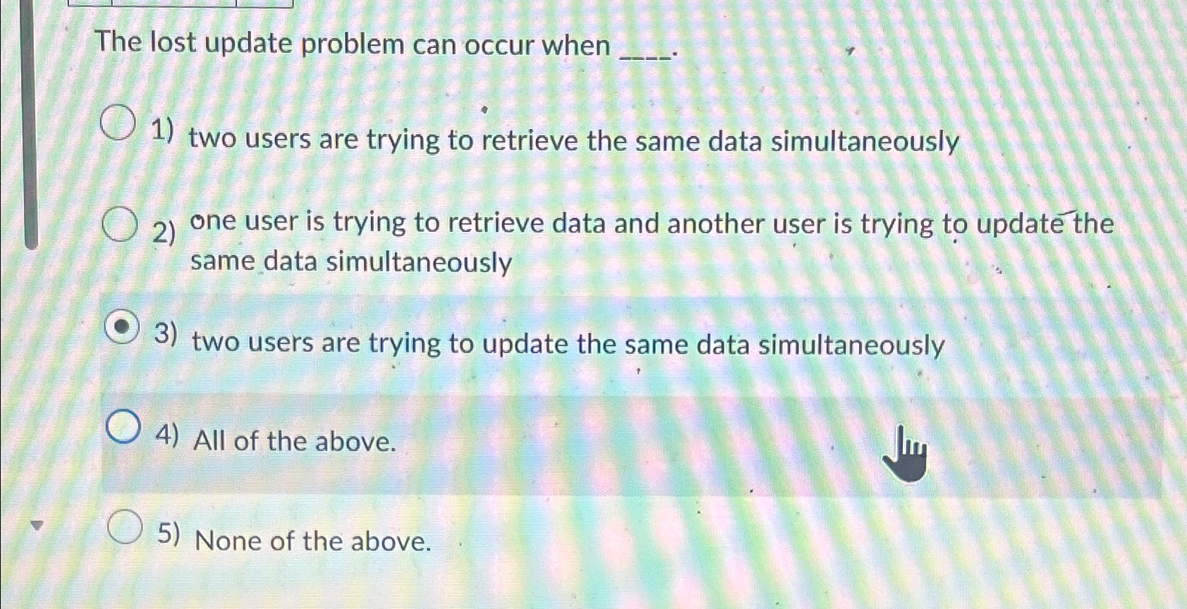 Solved The lost update problem can occur when q, 1) two | Chegg.com Solved The lost update problem can occur when q, 1) two | Chegg.com