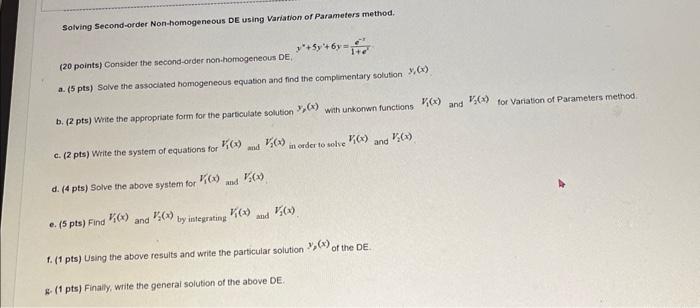 Solved Solving Non-Homogeneous DE - Variation of Parameters | Chegg.com