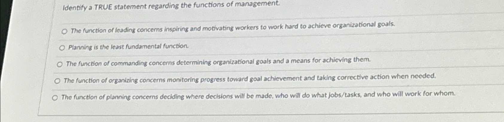 Solved Identify a TRUE statement regarding the functions of | Chegg.com