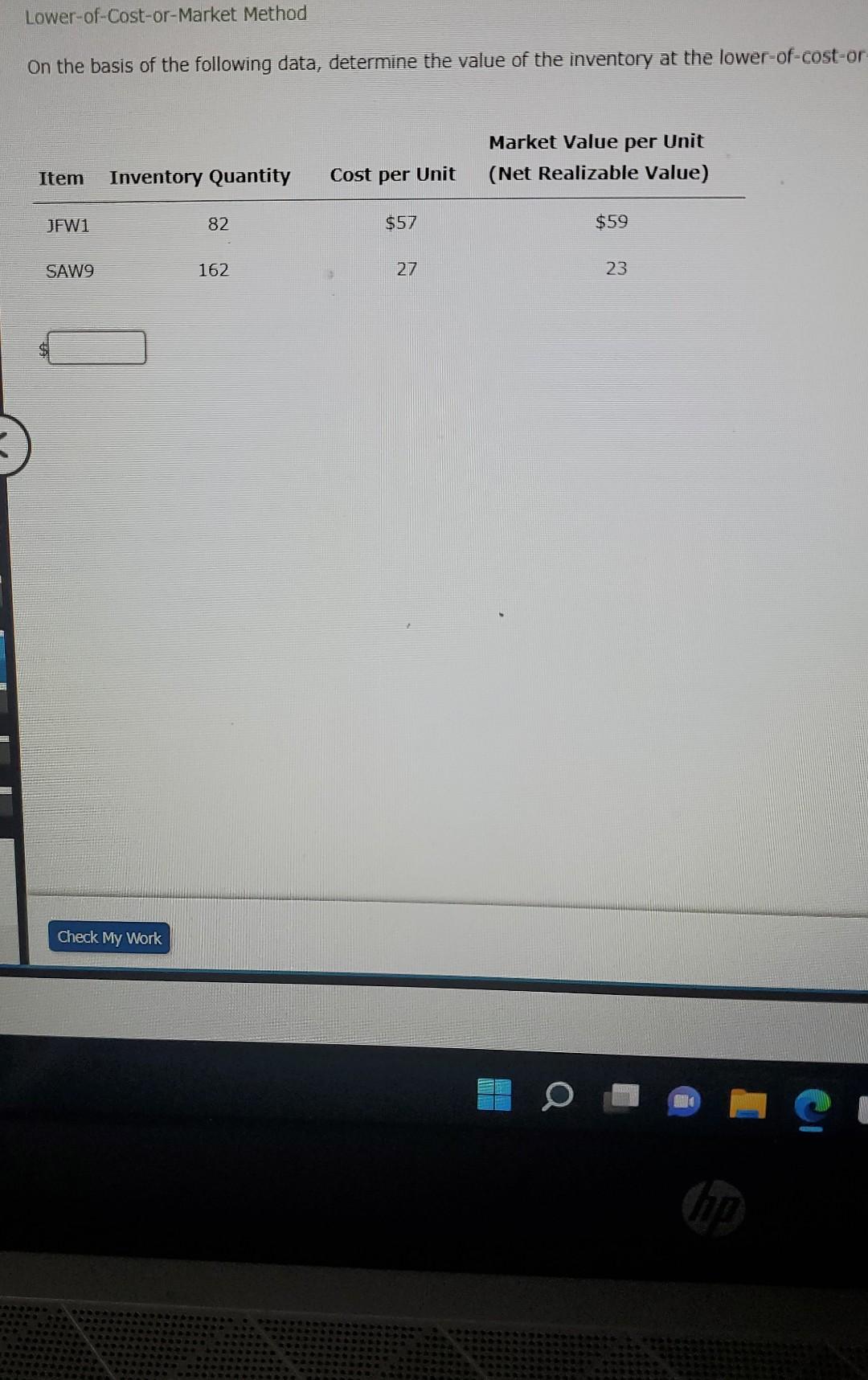 Solved Lower-of-Cost-or-Market Method On the basis of the | Chegg.com