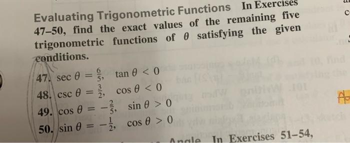 Solved с 5 Evaluating Trigonometric Functions In Exercises | Chegg.com