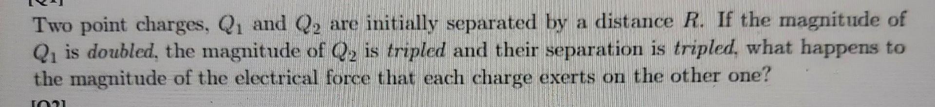 Solved Two point charges, Q1 and Q2 are initially separated | Chegg.com